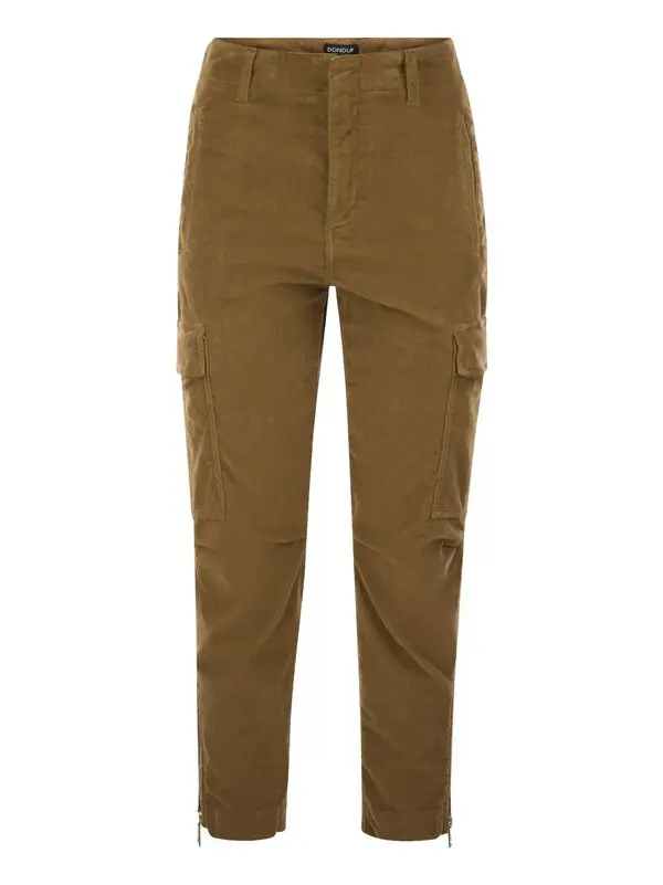 DONDUP Eve Velvet Cargo Pants - Brown