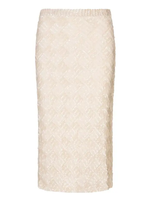 P.a.r.o.s.h Geometric Pattern Sequin-embellished Midi Skirt - Nude