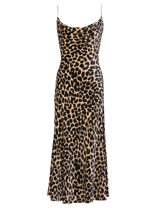 Balmain Flowing Leopard Print Velvet Dress - Black