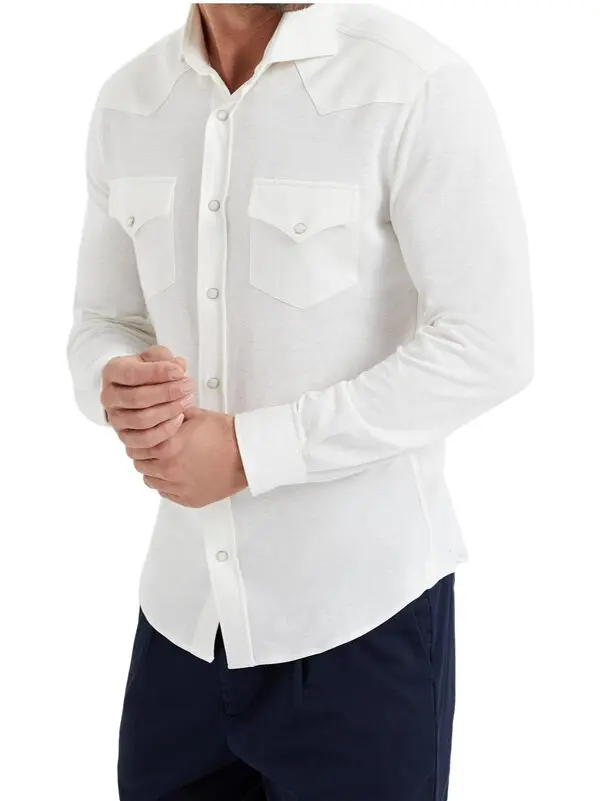 Brunello Cucinelli Flap Pocket Long-sleeved Shirt - White