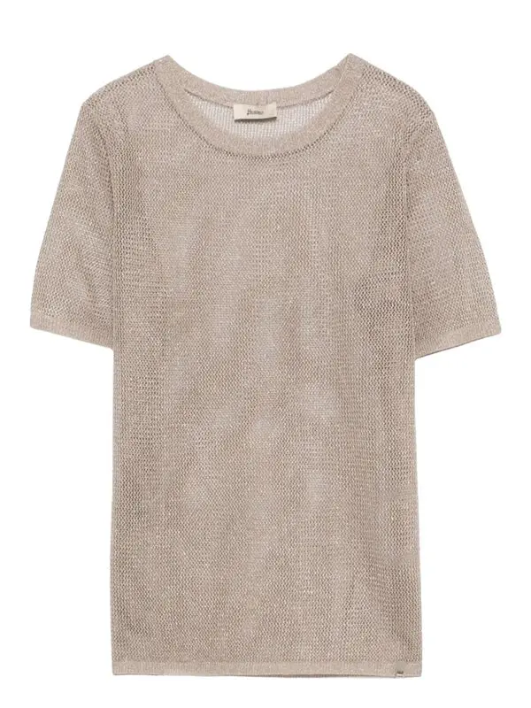 Herno Open-knit Crewneck T-shirt - Nude