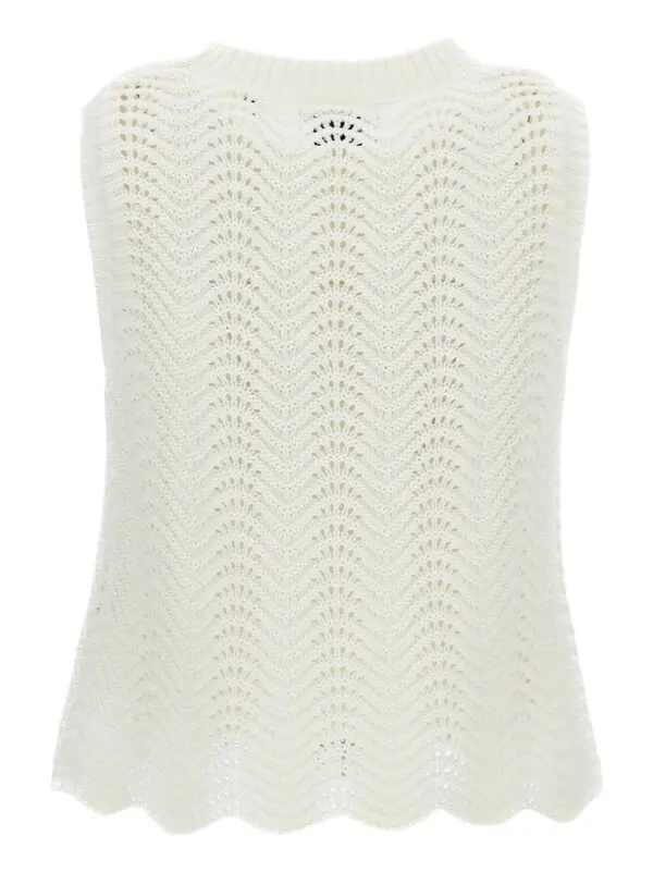 Loulou De Saison Vittoria Pointelle Knitted Top - Ivory