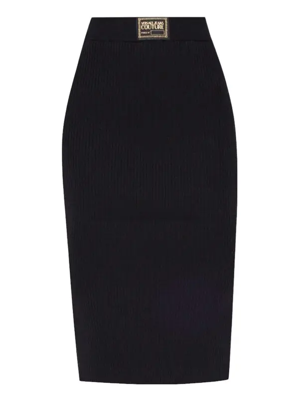 Versace Ribbed Knit Midi Skirt - Black