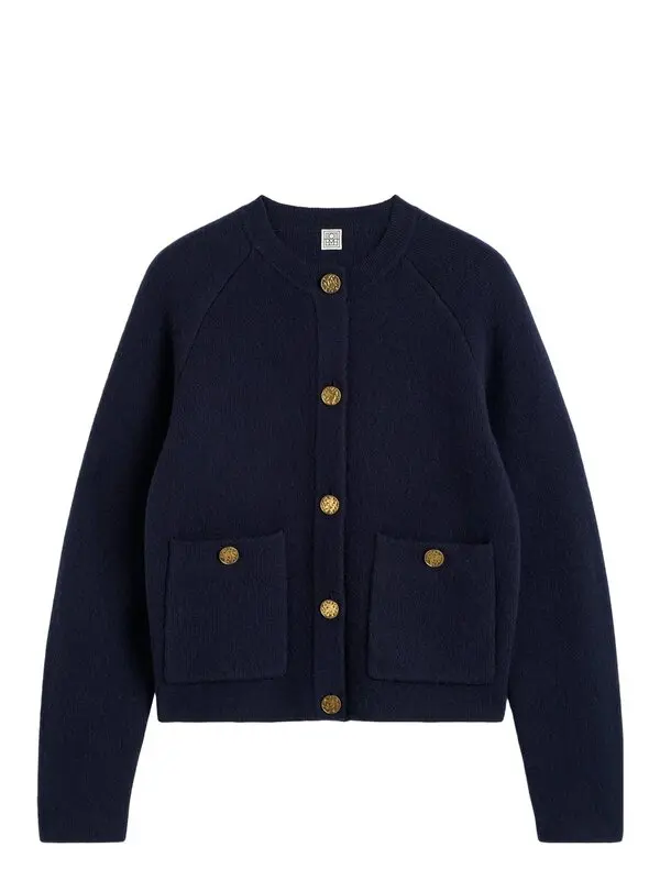 TOTEME Hammered Button Cardigan - Navy Blue