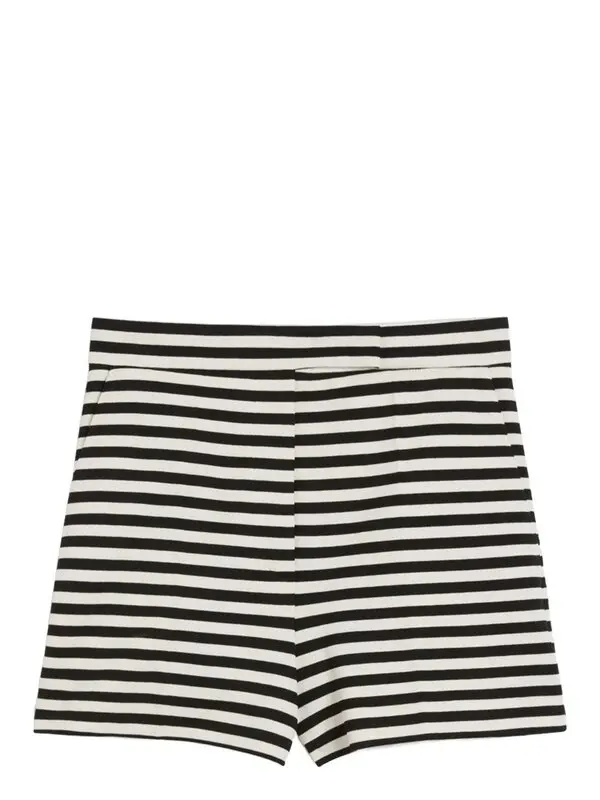 Max Mara Striped High-waisted Jersey Shorts - White/black