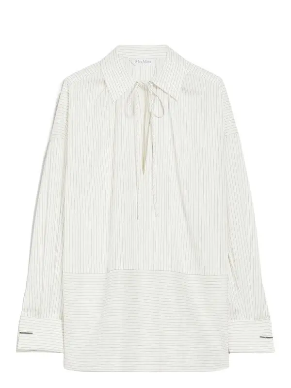 Max Mara Striped Long-sleeve Shirt With French Cuffs - White