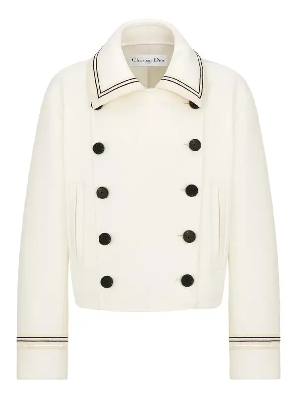 Dior Double-breasted Peacoat With Tassels - Off White