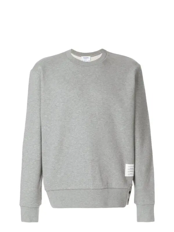 Thom Browne Crewneck Sweatshirt With Signature Stripes - Light Gray