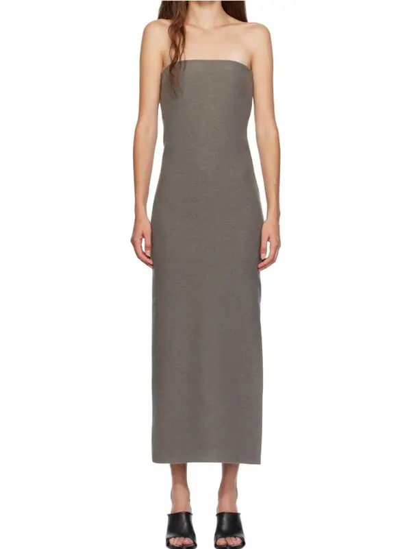 RIER Walker Midi Dress With Corset Detail - Gray