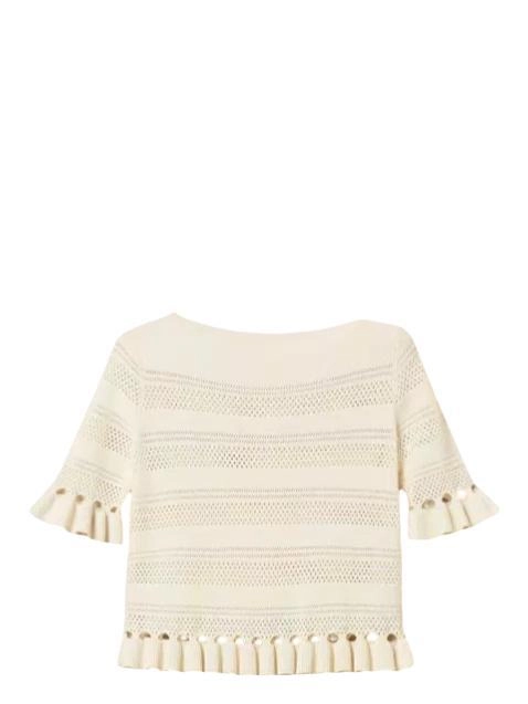 TWINSET Striped Ruffled Jumper - No