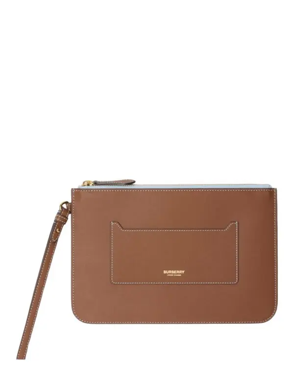 Burberry Zip Closure Wristlet Clutch With Card Slot - Warm Tan