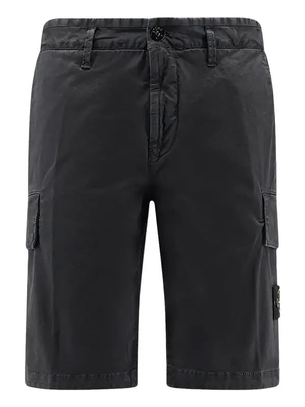 Stone Island Regular Fit Cargo Bermuda Shorts - Black