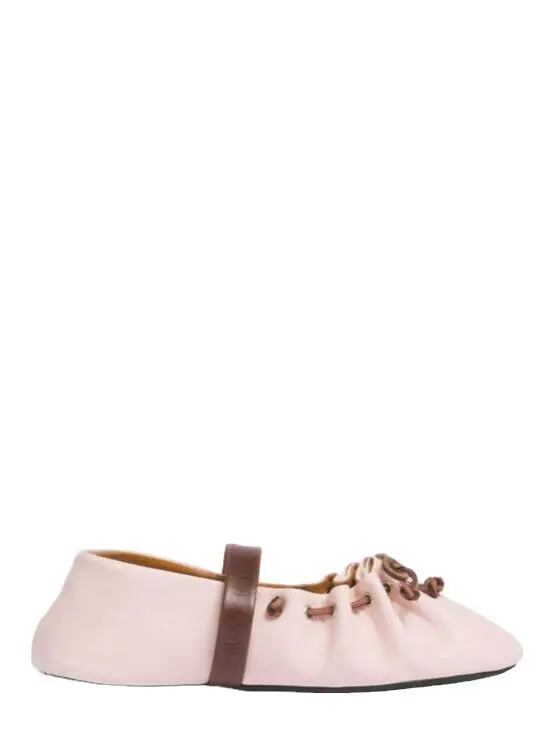 Marni Leather Mary Jane Soft Ballerinas - Pink/brown