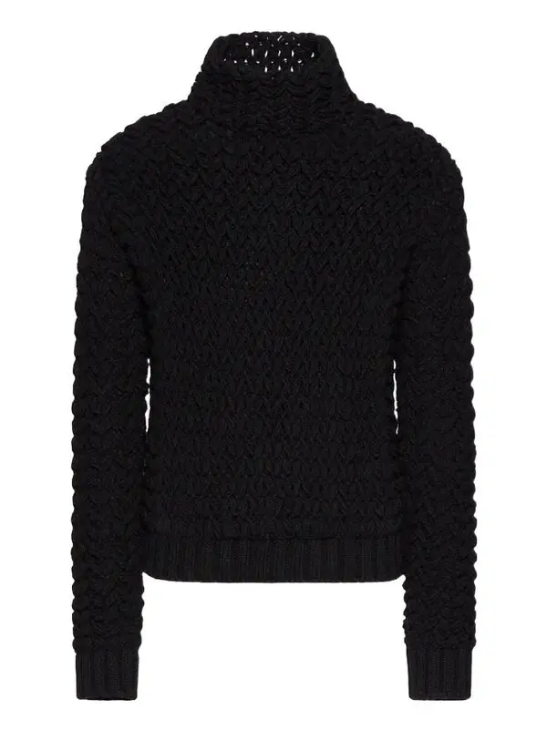Valentino Garavani High Neck Long-sleeved Knitted Pullover - Black