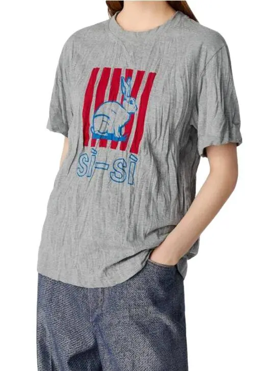 Bottega Veneta Crushed Printed Jersey T-shirt - Light Gray Mixed Colors