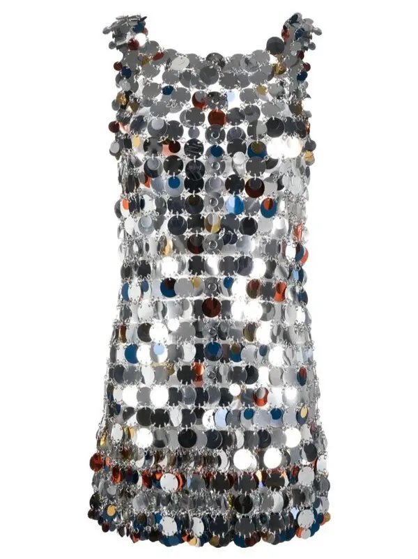 Rabanne Sequined V-neck Mini Dress - Gray