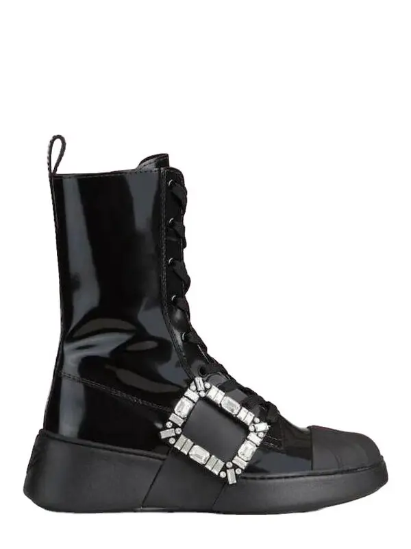 ROGER VIVIER Lace-up Embellished Boots - Black
