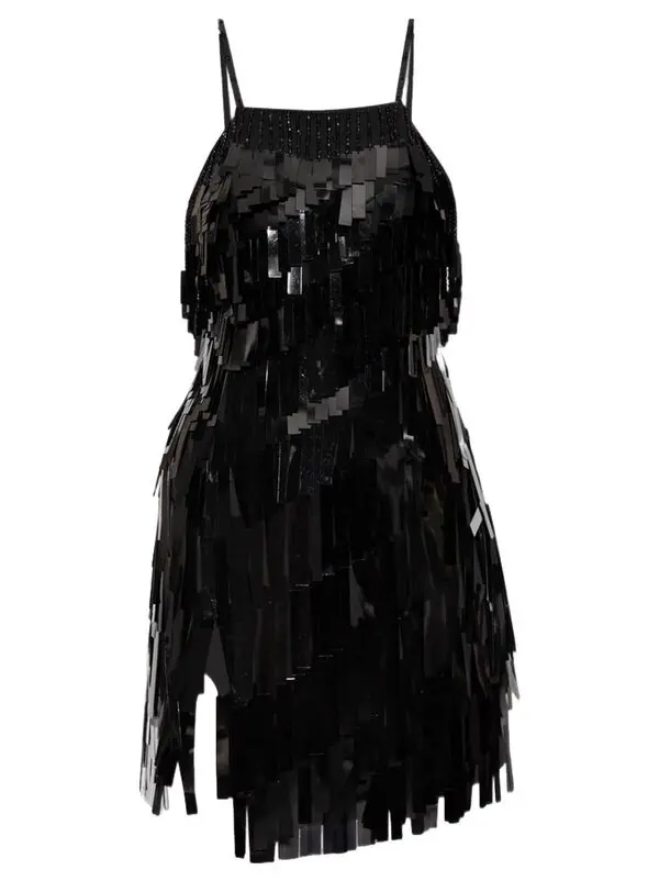 Attico Sequinned Asymmetric Mini Dress - Black