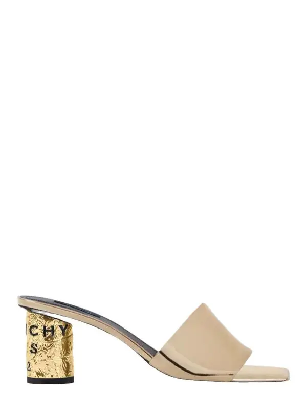 Givenchy Square Toe High Heel Mules With Patterned Embellishment - Gold