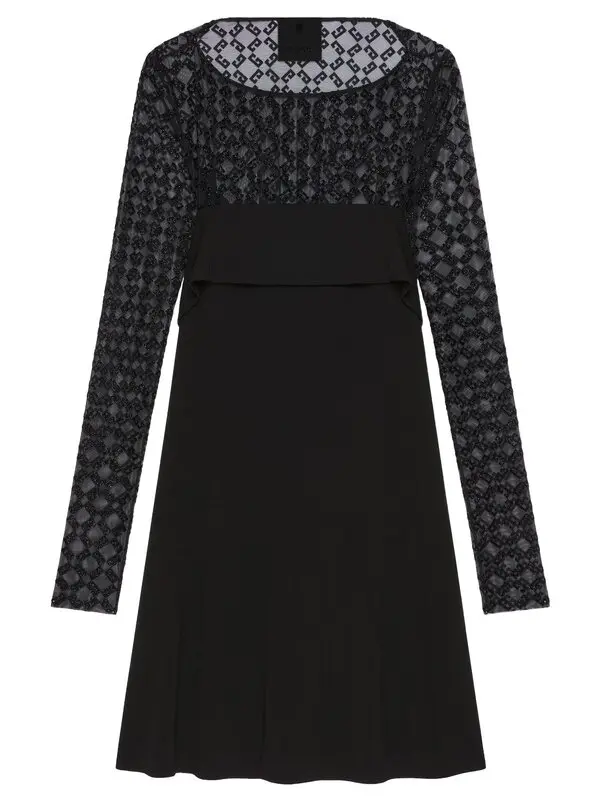 Givenchy Draped Monogram Tulle Dress - Black/silver