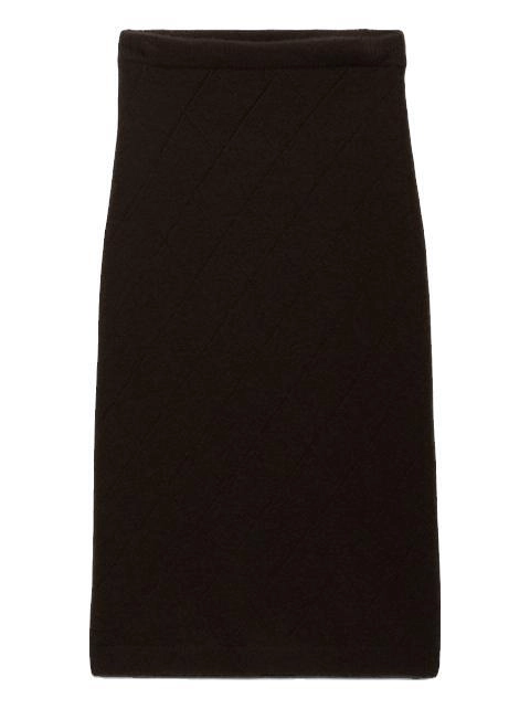 Prada Openwork Cashmere Knit Midi Skirt - Dark Brown