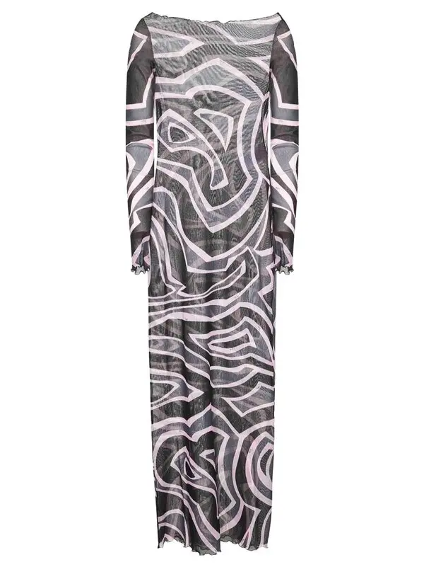 Emilio Pucci Printed Tulle Maxi Dress - Black Pink