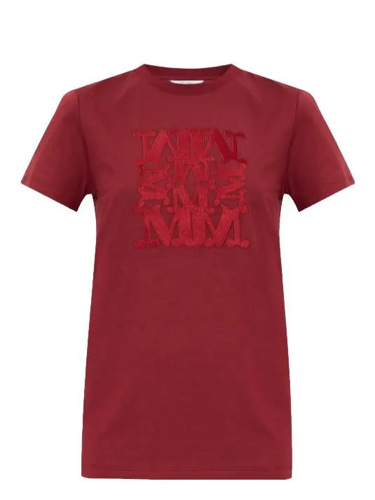 Max Mara Embroidered Logo Crewneck T-shirt - Red