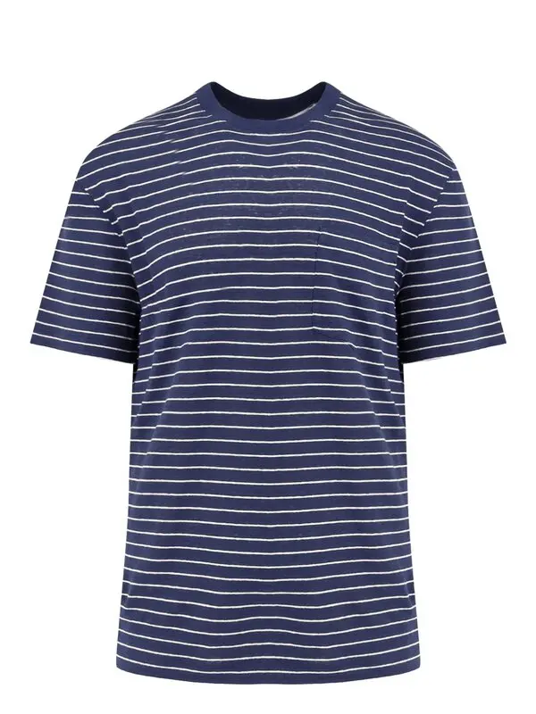 Brunello Cucinelli Striped Stretch Jersey Crew Neck T-shirt - Blue