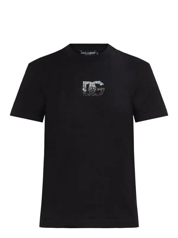 Dolce & Gabbana Dg Logo Embellished Crewneck T-shirt - Black