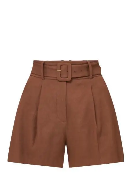 Veronica Beard Piper Stretch-linen Belted Shorts - Brown