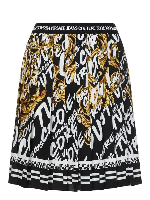 Versace Barocco Print Pleated Skirt - Black