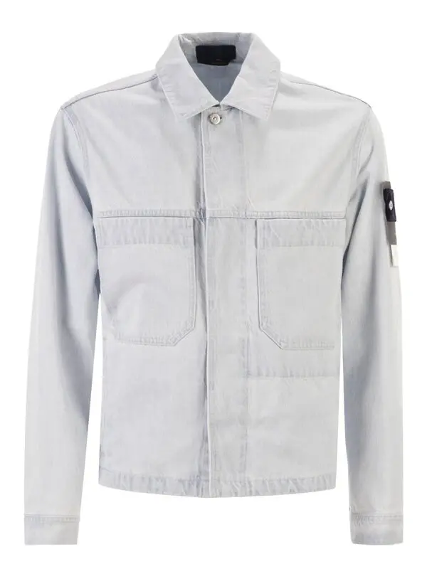 Stone Island Logo Patch Denim Jacket - White