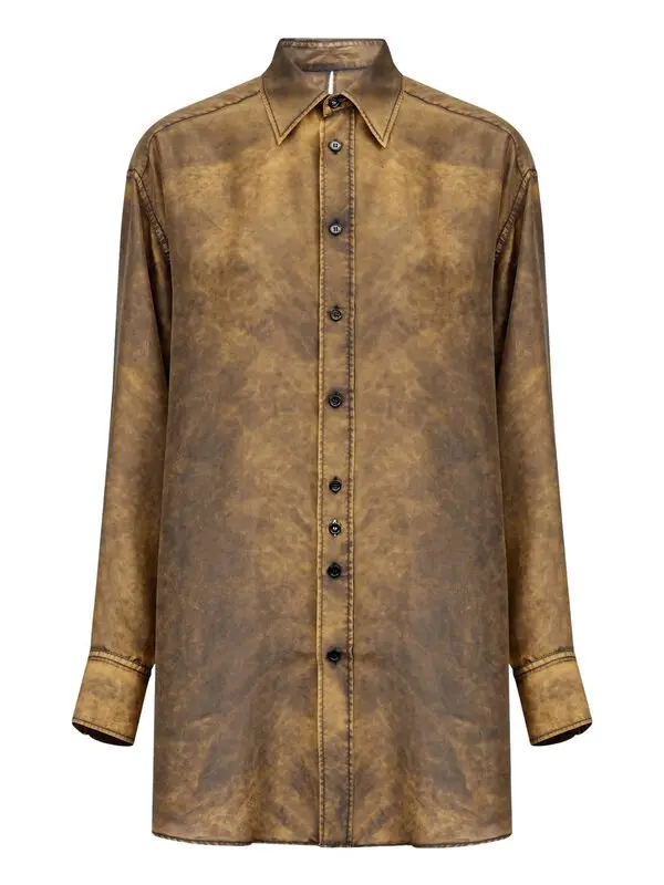 MAISON MARGIELA Cut-out Detailed Tie-dye Shirt - Beige