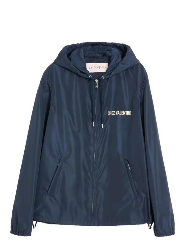 Valentino Garavani Chez Printed Hooded Jacket - Blue/ivory