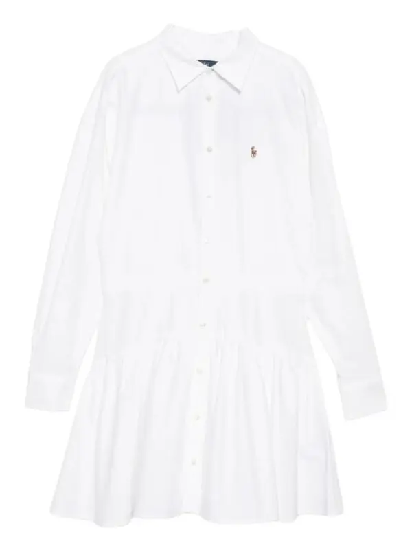 Ralph Lauren Buttoned Shirt Dress With Gathered Hem - White