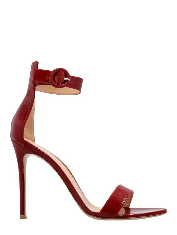 GIANVITO ROSSI Patent Leather Ankle Strap Sandals - Red