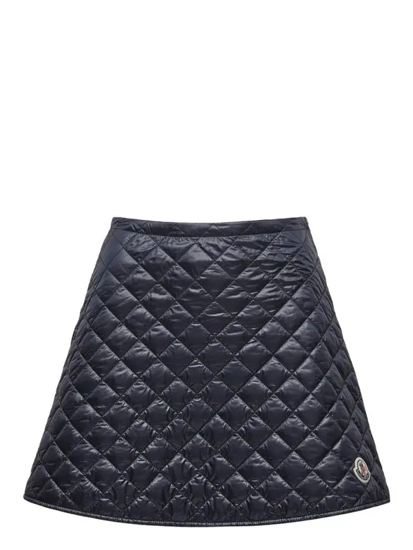 Moncler Quilted Logo Patch Mini Skirt - Navy Blue