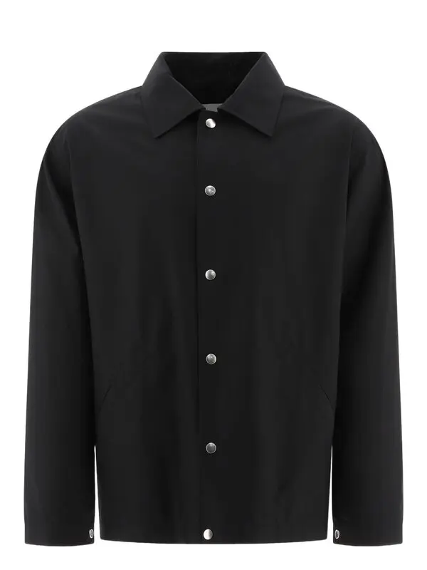 JIL SANDER Logo Print Button-up Shirt Jacket - Black