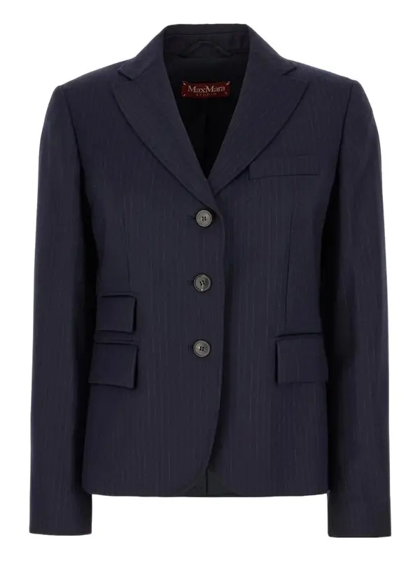 Max Mara Panino Single-breasted Blazer With Pin Stripes - Blue