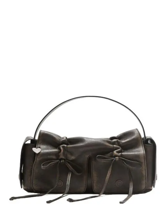 Acne Studios Multi-pocket Logo Embossed Shoulder Bag - Dark Brown/beige