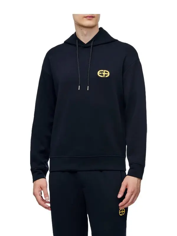 Emporio Armani Logo Long Sleeve Hoodie - Black