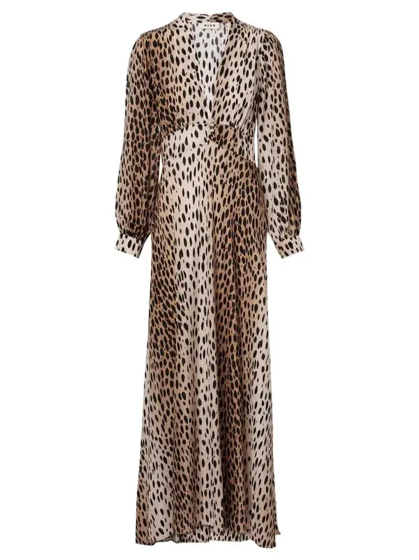 Rixo Emory Leopard Print Silk Maxi Dress - Multicolor