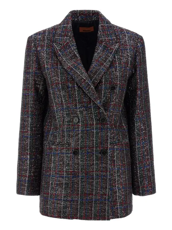 Missoni Sequin-embellished Tartan Double-breasted Blazer - Multicolor