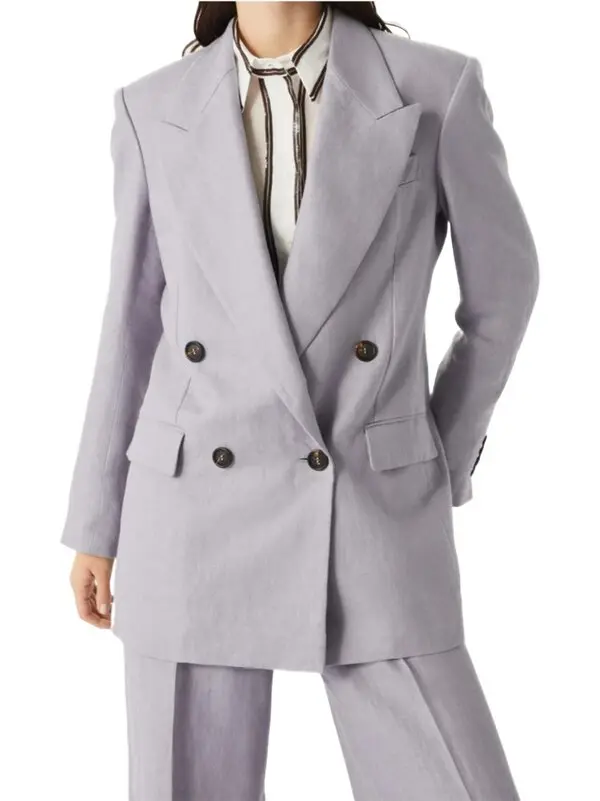 Brunello Cucinelli Double-breasted Long-sleeved Blazer - Lilac