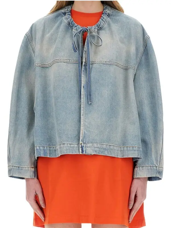 MSGM Drawstring Denim Jacket - Gray