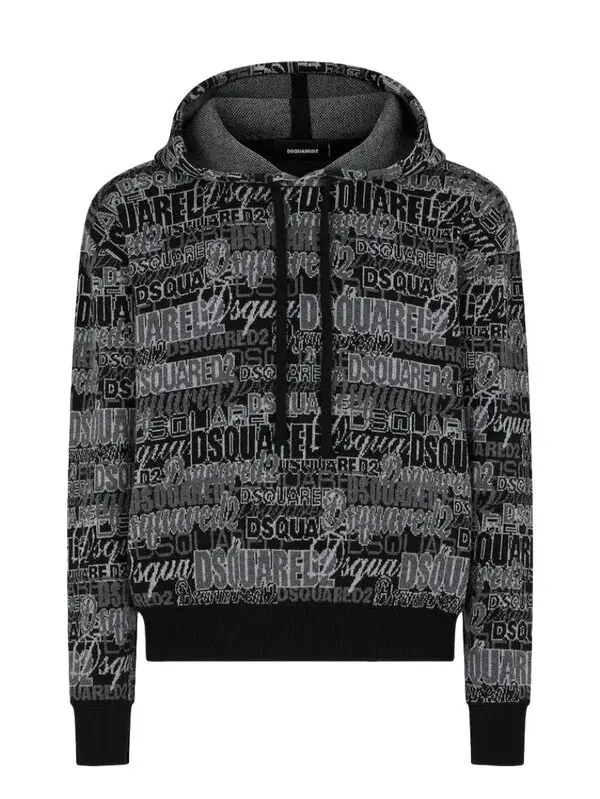 Dsquared2 Intarsia-knit Drawstring Hoodie - Black