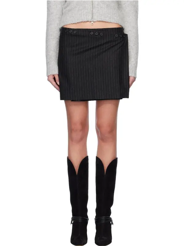 Paloma Wool Leonie Striped Wrap Skirt - Black