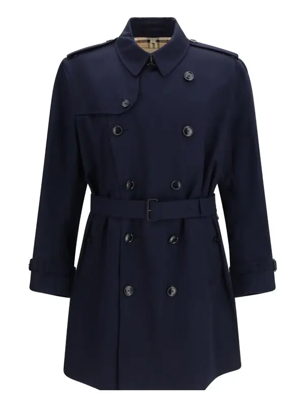 Burberry Kensington Belted Trench Coat - Navy