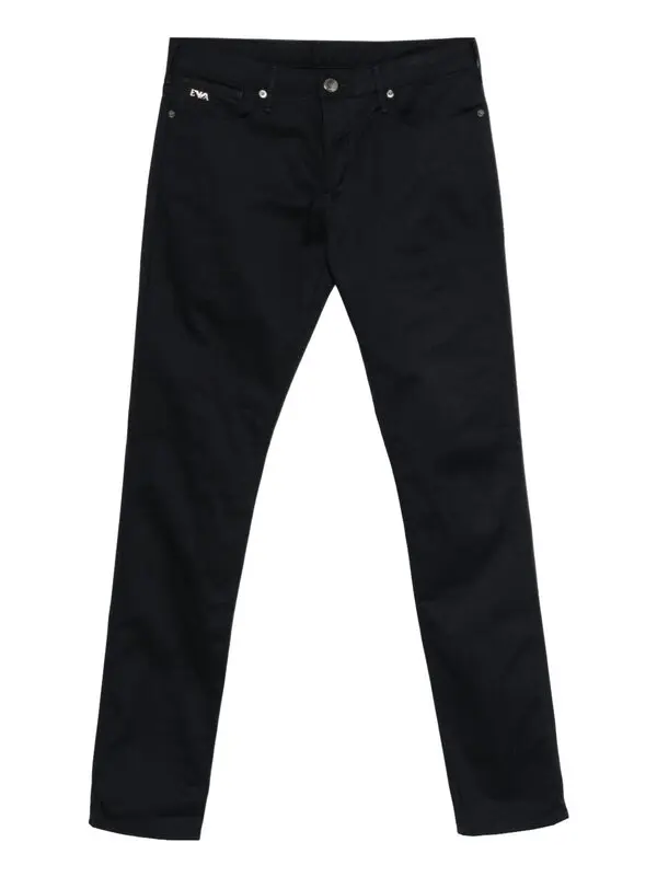 Emporio Armani Logo Plaque Slim-fit Jeans - Black