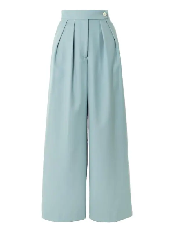 Dries Van Noten Pleated Wool Trousers - Blue